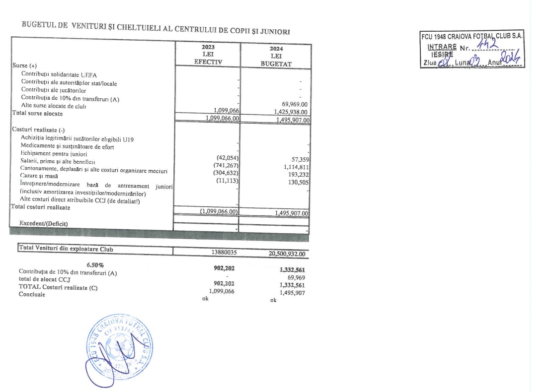 Bugetul de venituri si cheltuieli al centrului de copii si juniori ...
